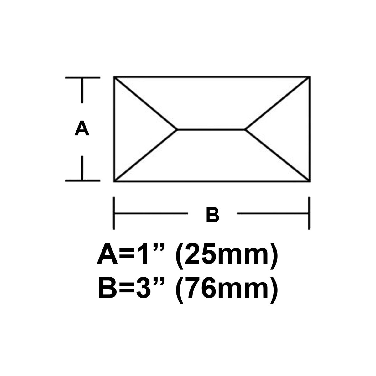 BV13- 1"x 3" Rectangle Peaked Glass Bevel | Rainbow Art Glass