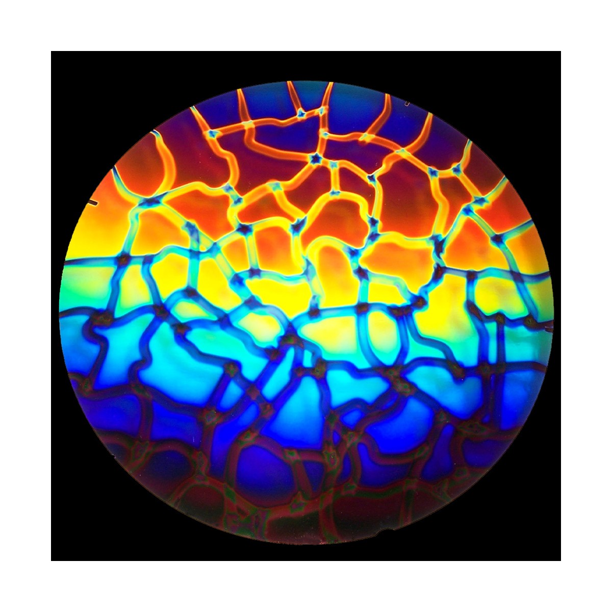 DC688-CBS Thin Dichroic Rainbow 2 On Black Cool Lava 96 COE | Rainbow ...
