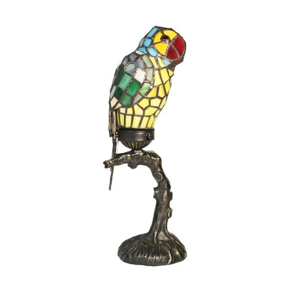 83188-Blue Parrot Stained Glass Lamp with Satin Bronze Finish Base ...