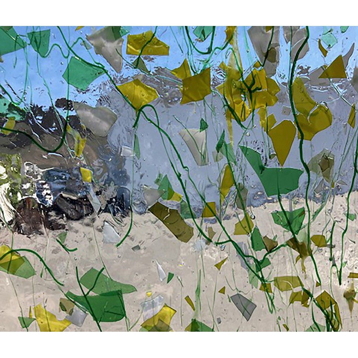 DG1182H - Designer Glass Green/Yellow Fracture on Clear | Rainbow Art Glass