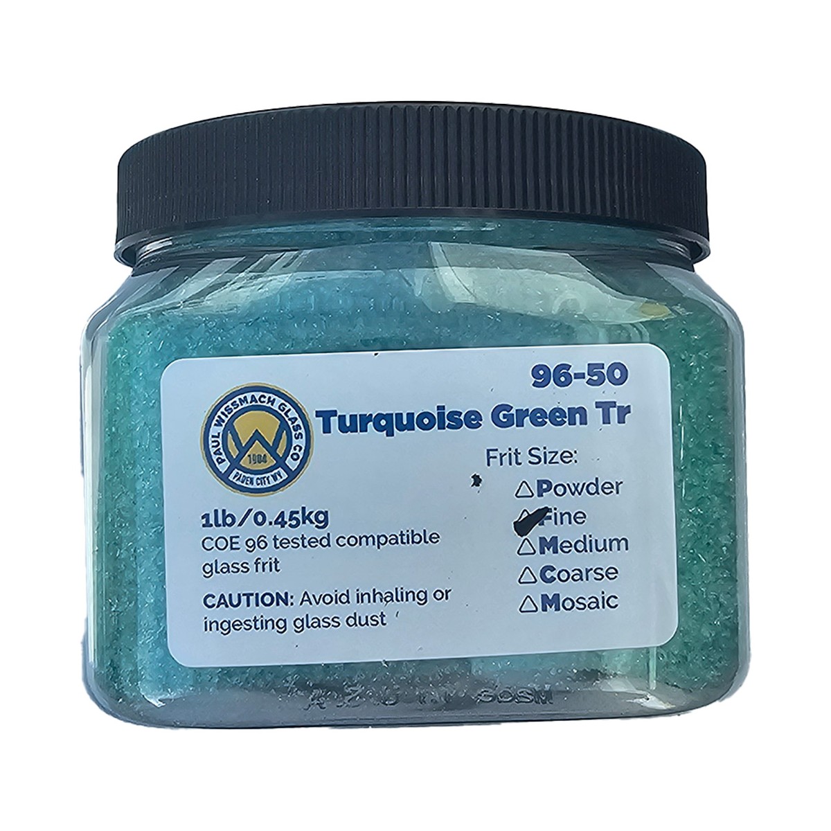 WF9650 - Frit 96 Fine Turquoise Green Trans.96-50 1Lb. | Rainbow Art Glass